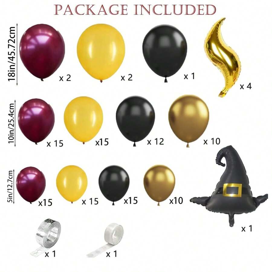 Magical Wizard Balloon Garland Arch Kit With Snitch Burgundy Black Gold ...