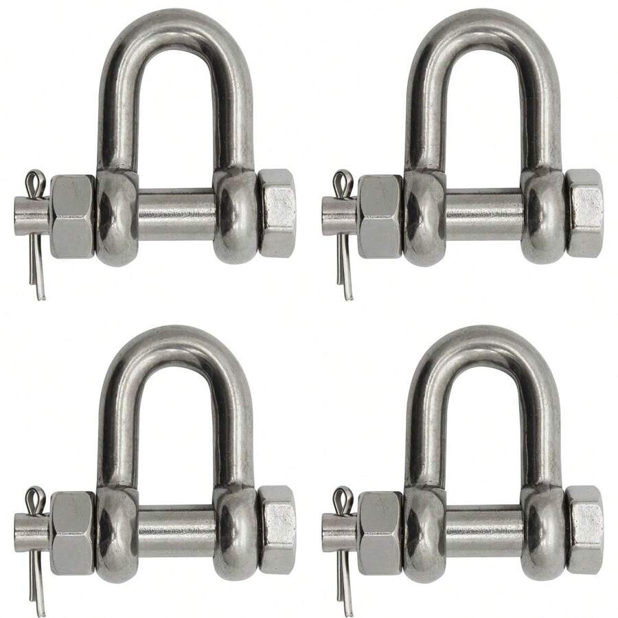 4PCS M8 Shackle 5/16 D Ring Shackle With Safety Bolt Heavy Duty Clevis ...
