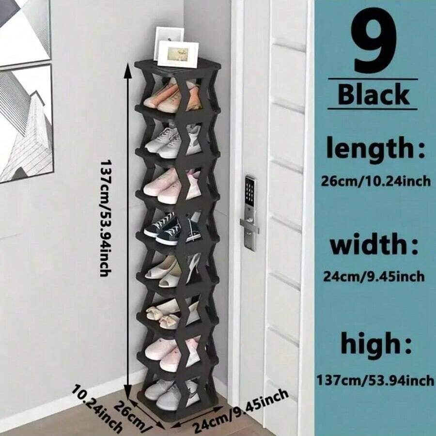 9-Tier Narrow Entry Plastic Shoe Rack, Freestanding Vertical Shoe ...