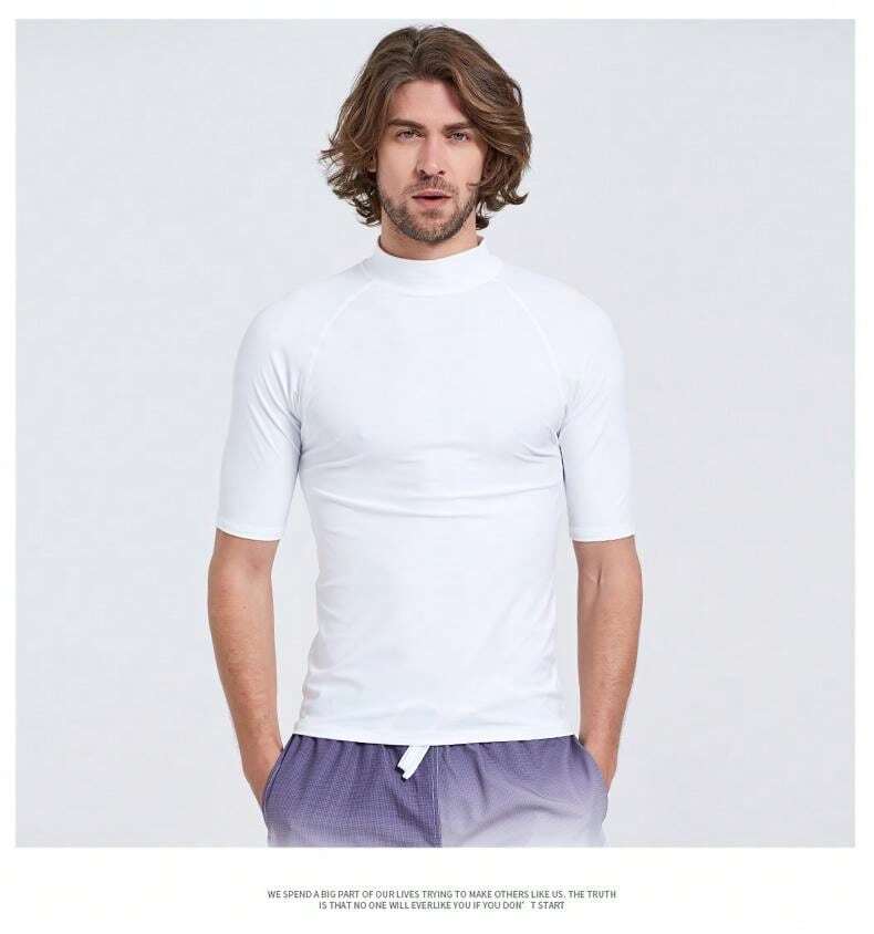 Men's Short Sleeve Rash Guard Wetsuit, Quick Dry SPF Swimsuit For ...