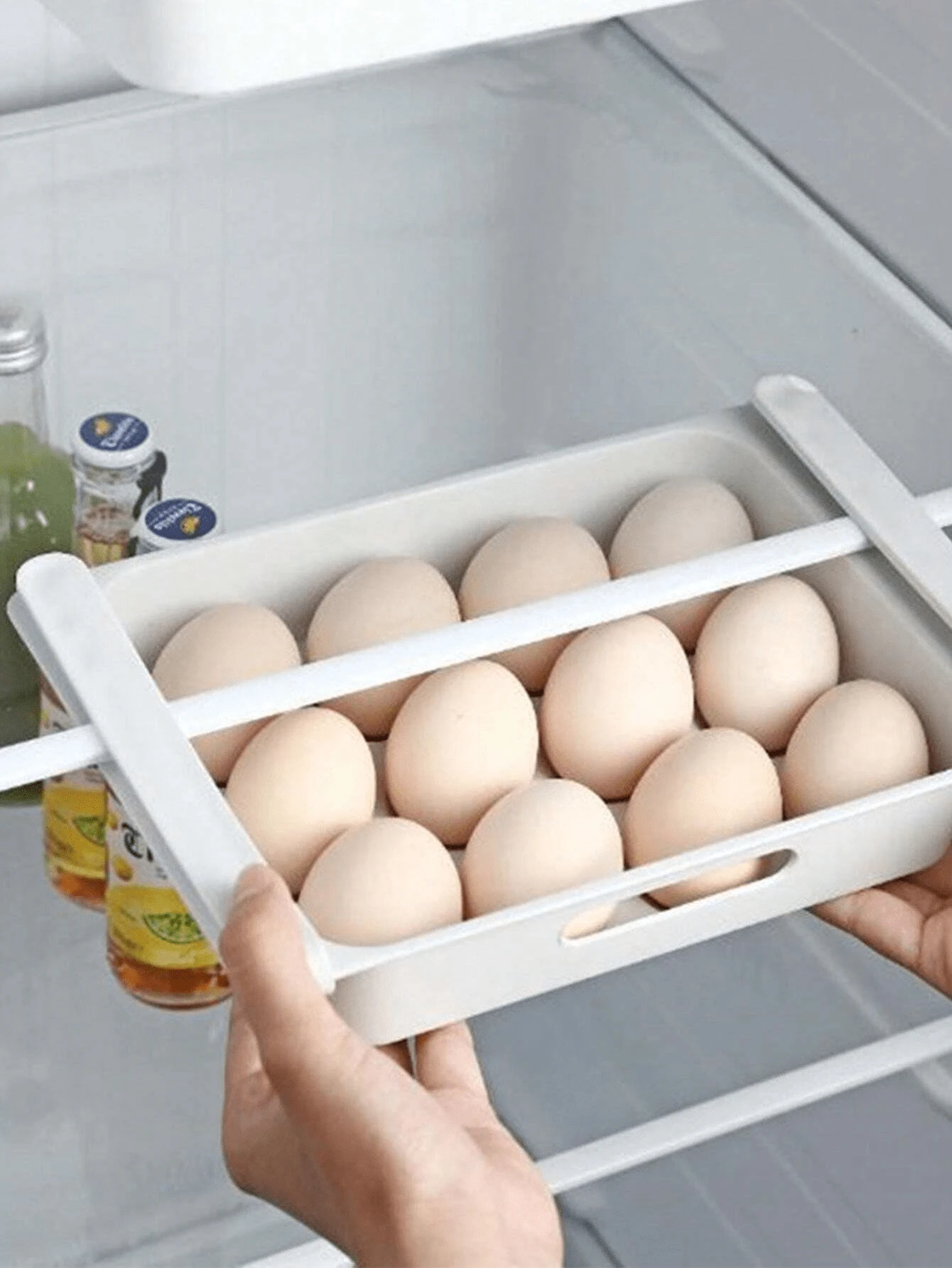 12-Grid Refrigerator Egg Storage Box With Drawer And Pull-Out Rack ...