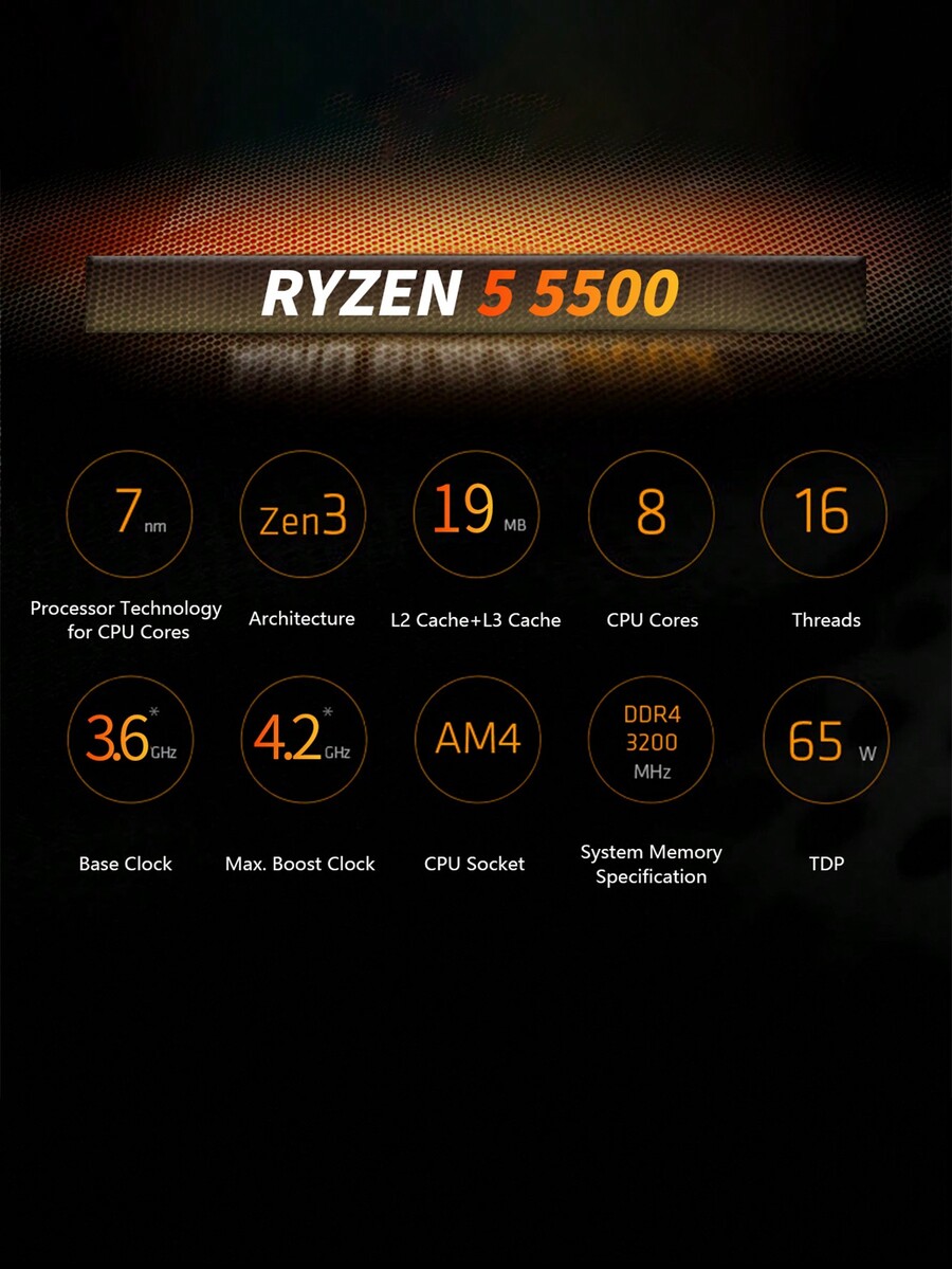 Ryzen™ 5 5500 6-Core, 12-Thread Gaming Desktop CPU Processor, AM4 ...
