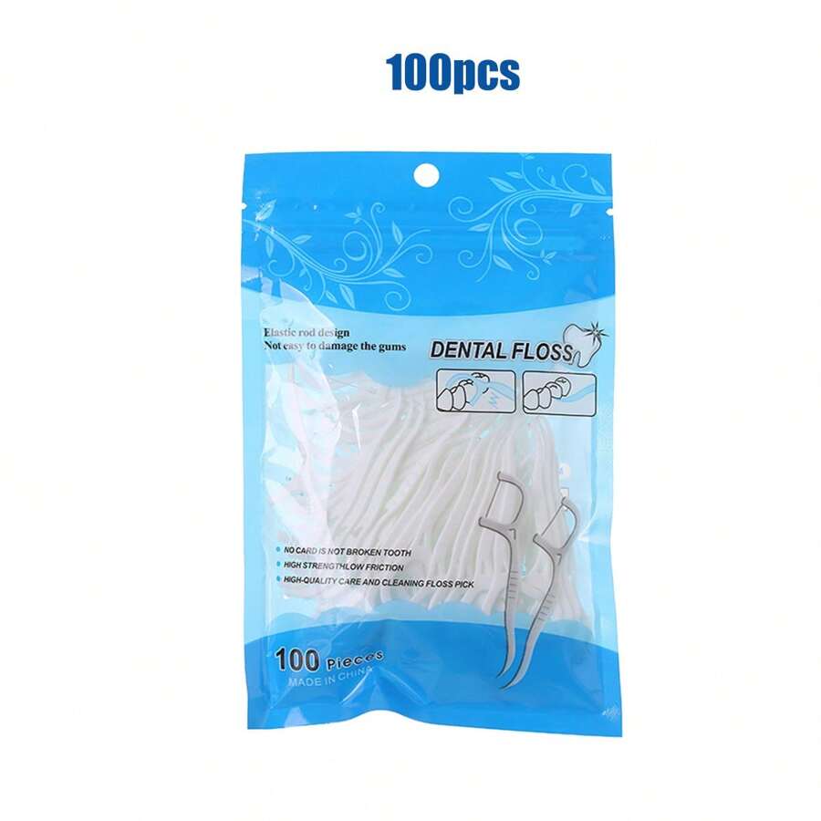 50/100 Pcs/Bag Flat Dental Floss Disposable Double Head Floss Family ...