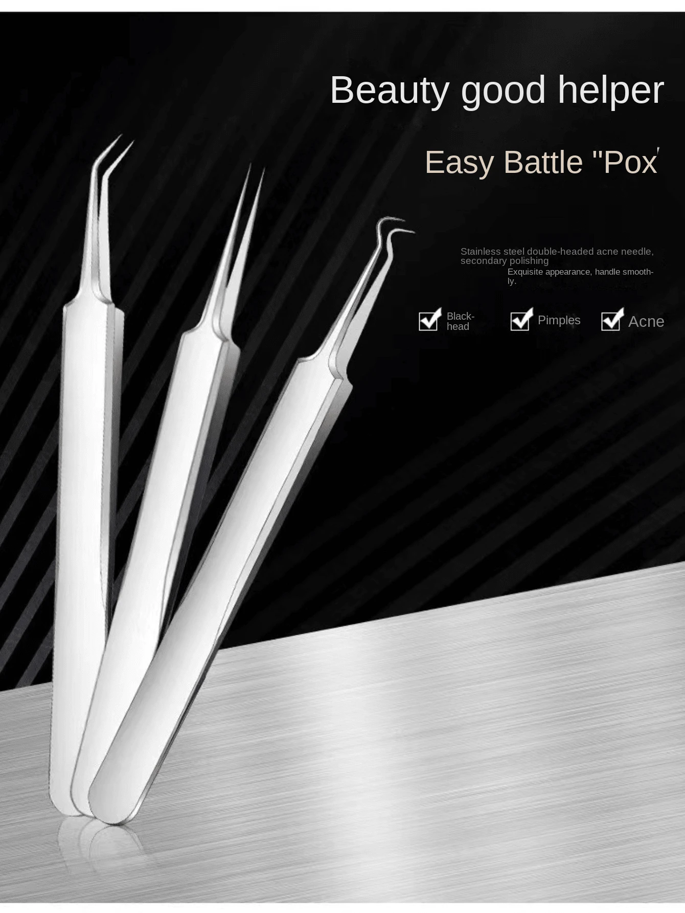 Stainless Steel Acne Clip Set With Hard Acne Squeeze Hand Tool Self ...