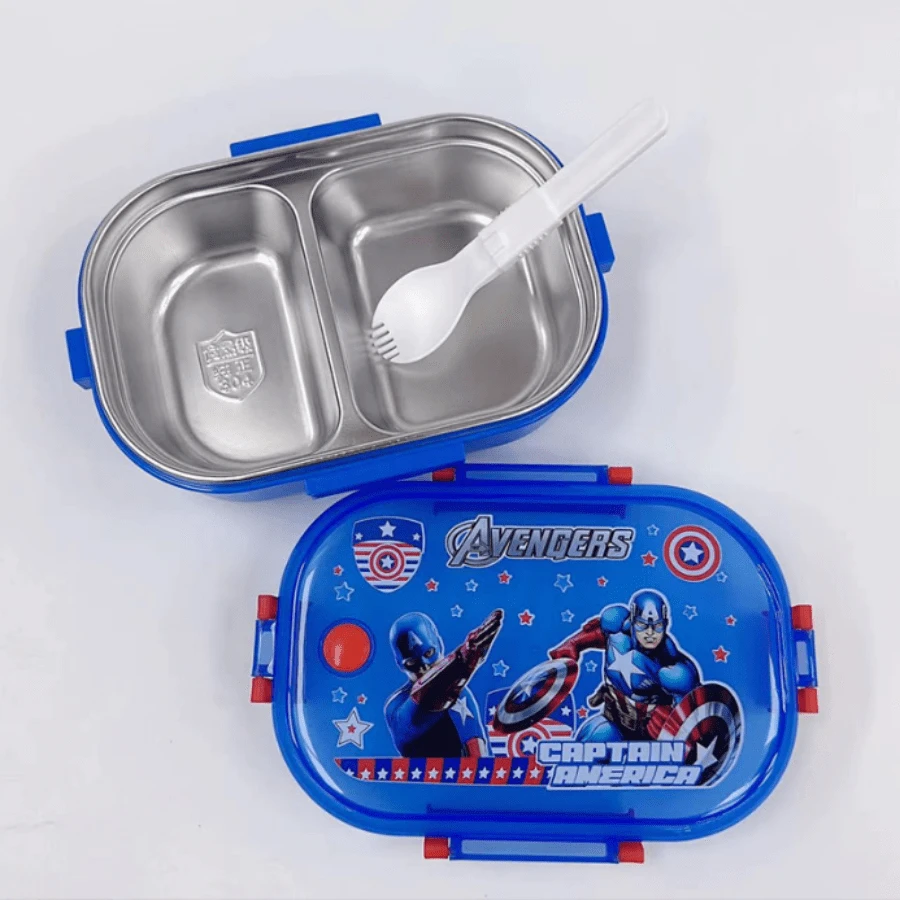 Marvel Cartoon Cute 304 Stainless Steel Two Grid Lunch Box Square ...