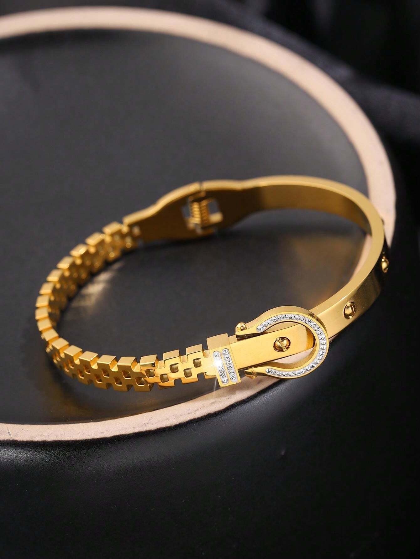 1 pieza Pulsera de acero inoxidable con bola de acero y diamante de ...