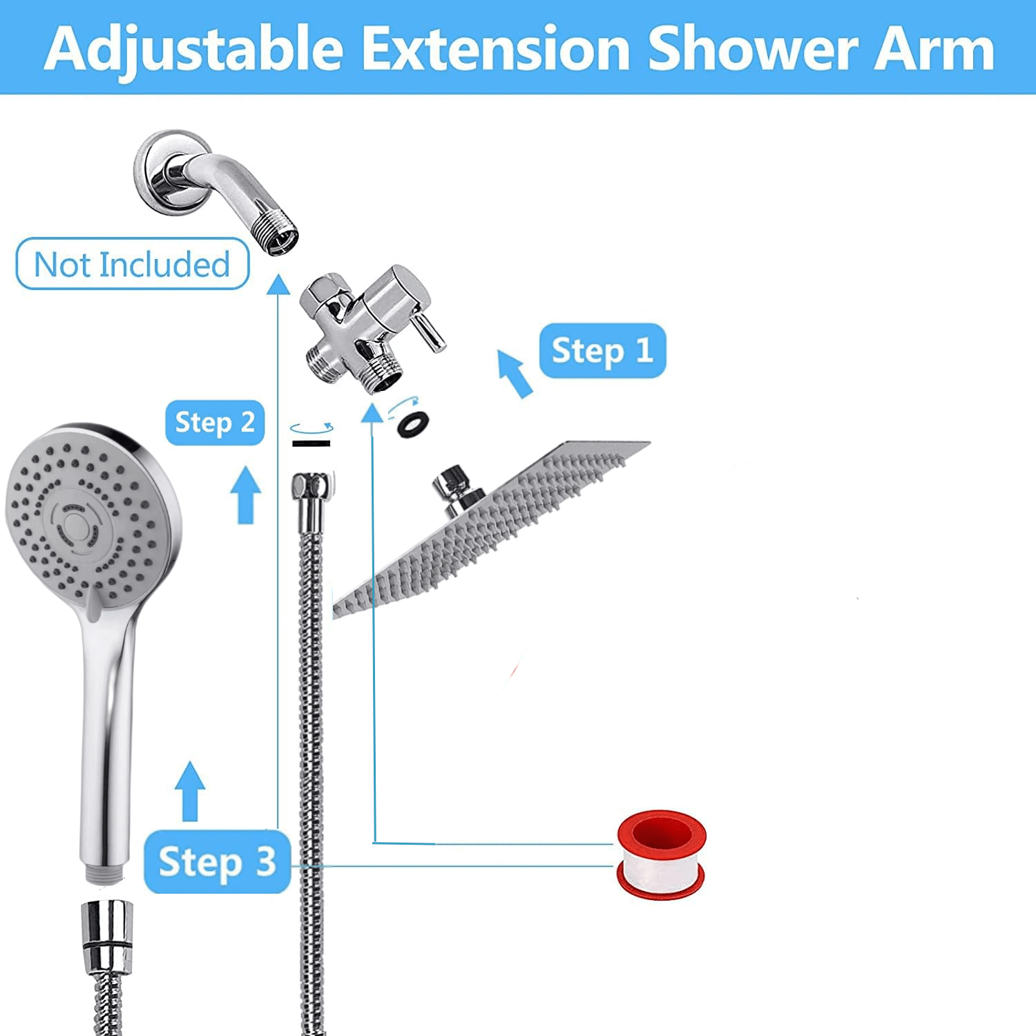 Shower Head Combination 8 Inch High Pressure Showerhead 5 Handheld