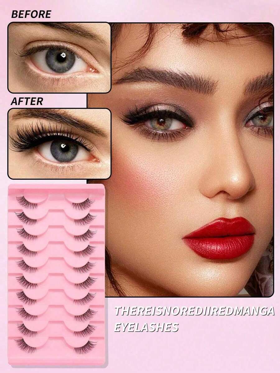 10 Pairs Mink Lashes Fluffy Wispy Eyelashes Medium Natural Eye Lash ...