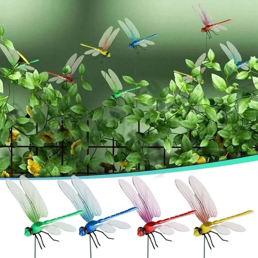 6 Pack Dragonfly Clip,3D Dragonfly Garden Stakes Decor,Fly Deterrent ...