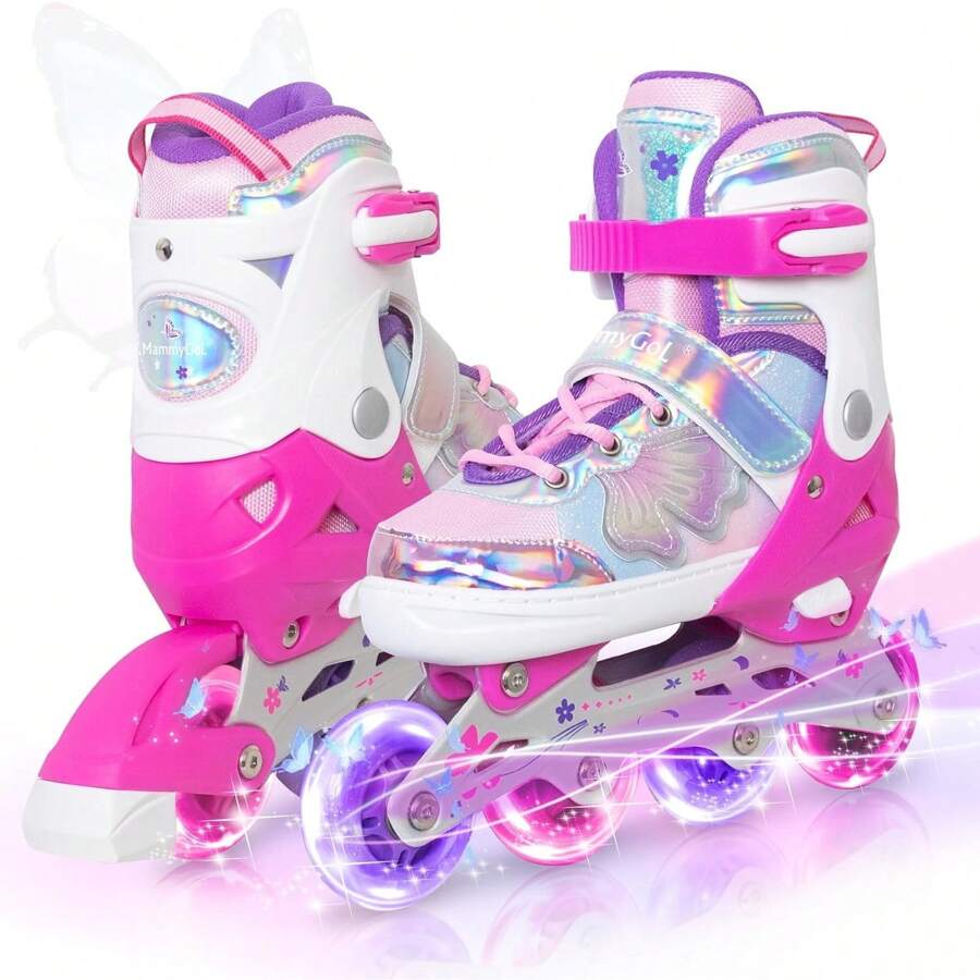 Inline Skates For Girls Kids, Adjustable Butterfly Roller Skates With ...