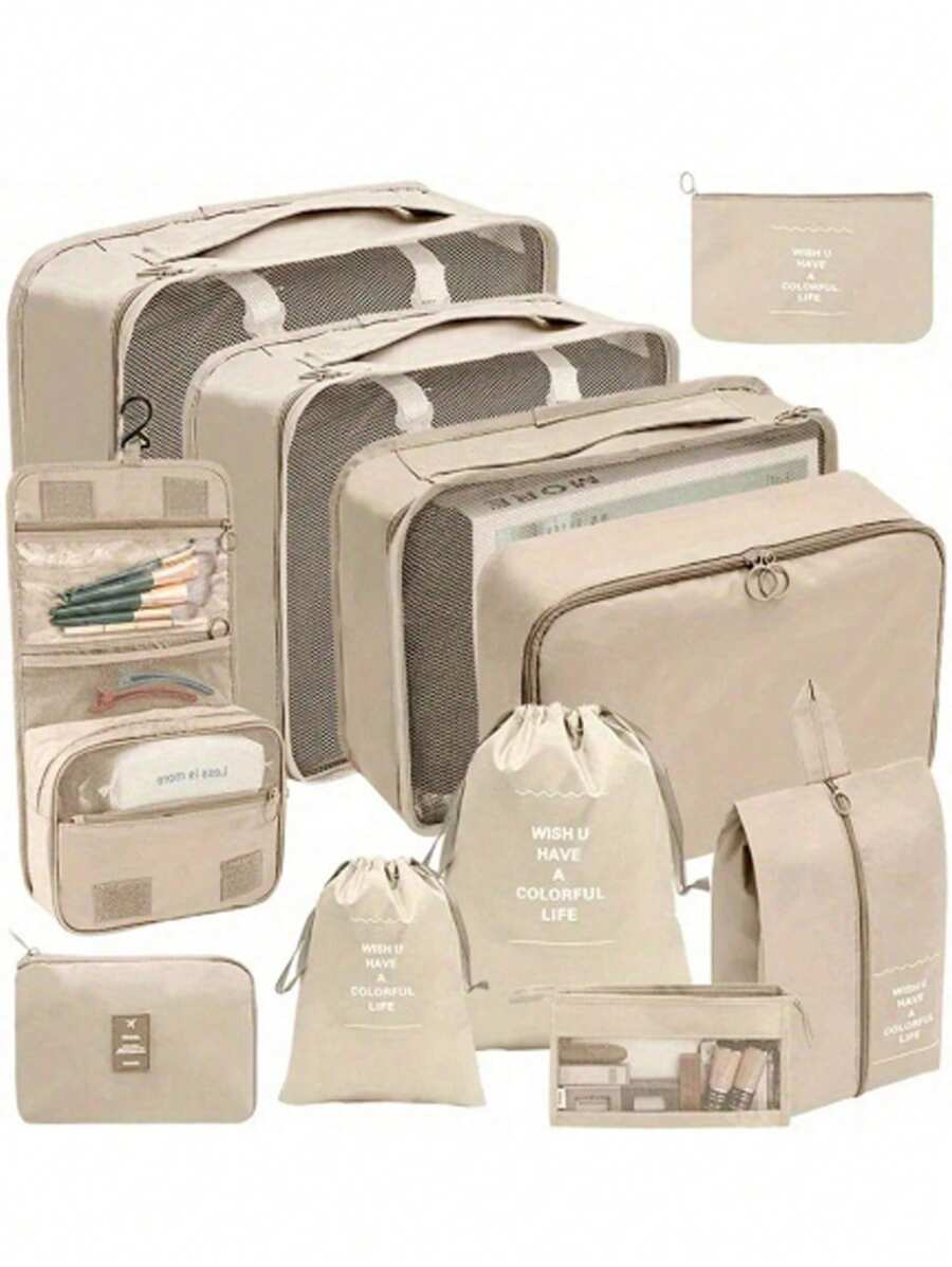 Travel Bag Set 11-Piece Luggage Set Packing Bags Clothes Shoes Separate ...