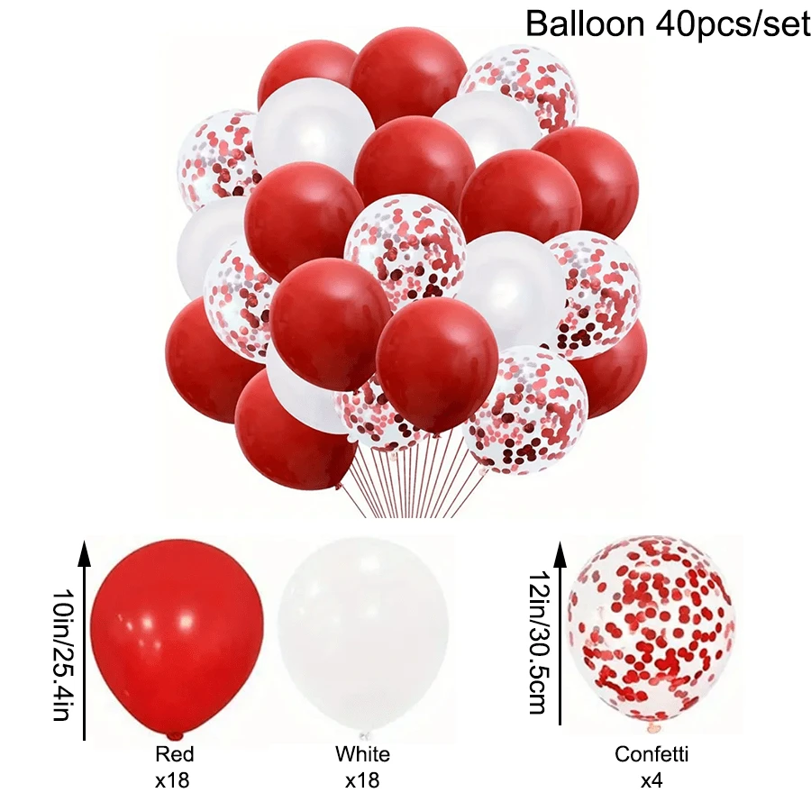 Red White Balloons Set, Red Confetti Balloons, I Love You Banner, Red ...