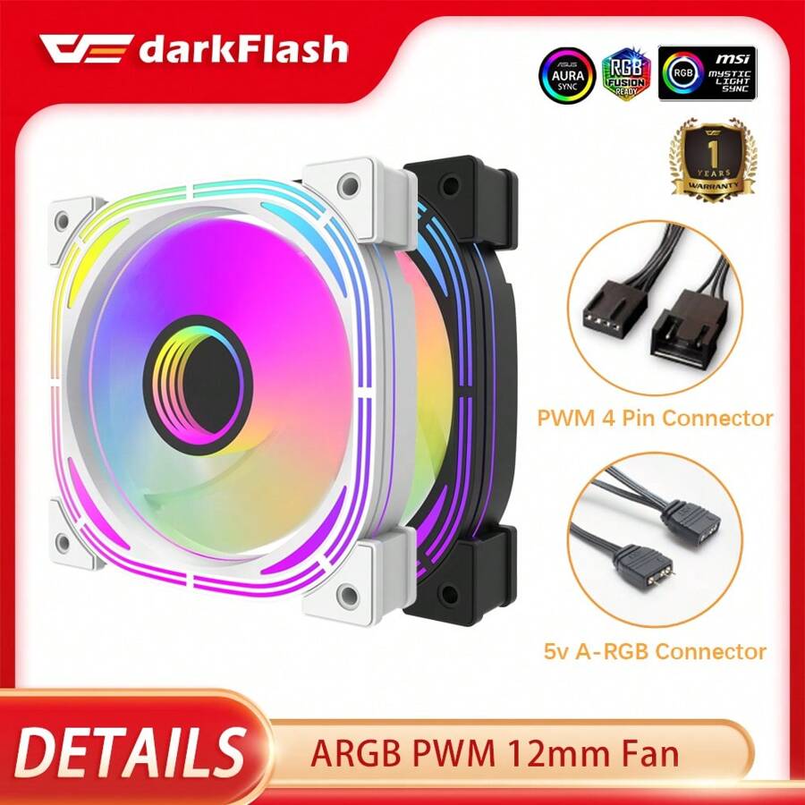 Darkflash INF24 Pro 120mm Rgb PC Case Fan, 3 Pin 5V Sync Argb Fan,4 Pin ...