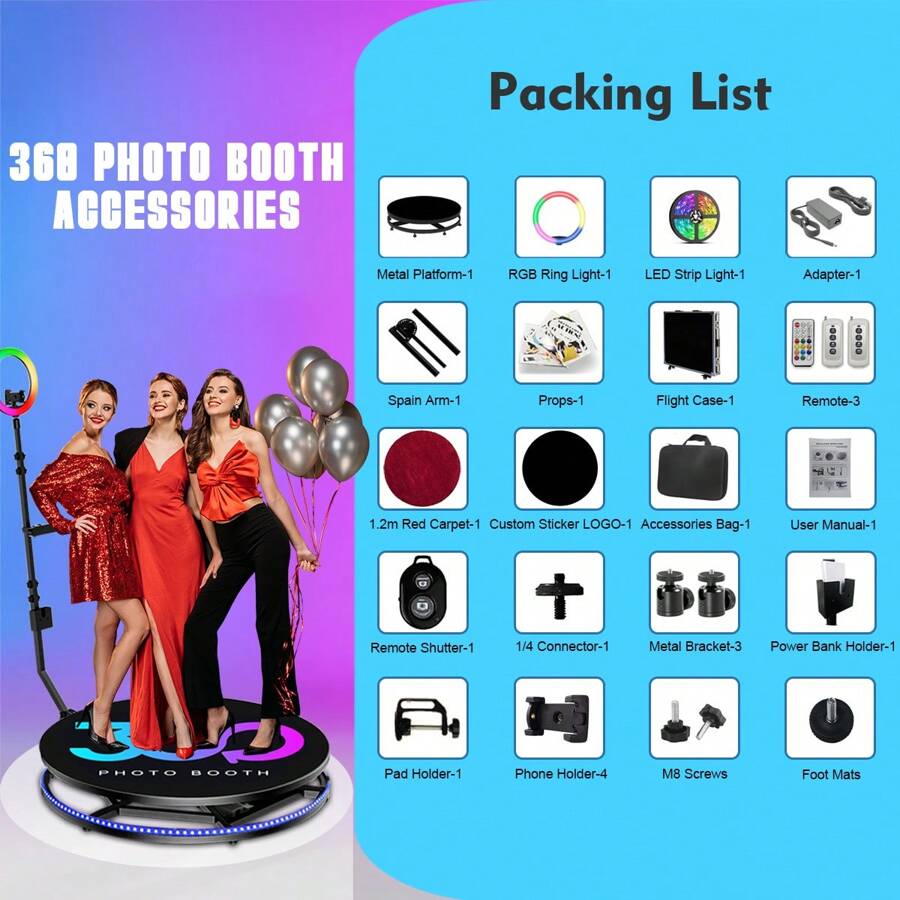 360 Photo Booth Machine With Flight Case & Battery Pack For Parties 360 ...