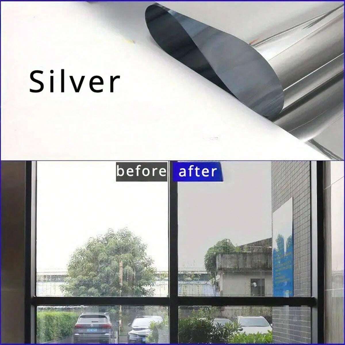 1 Roll Window Glass PVC Heat Insulation Film, One-Way Vision Glass Film ...