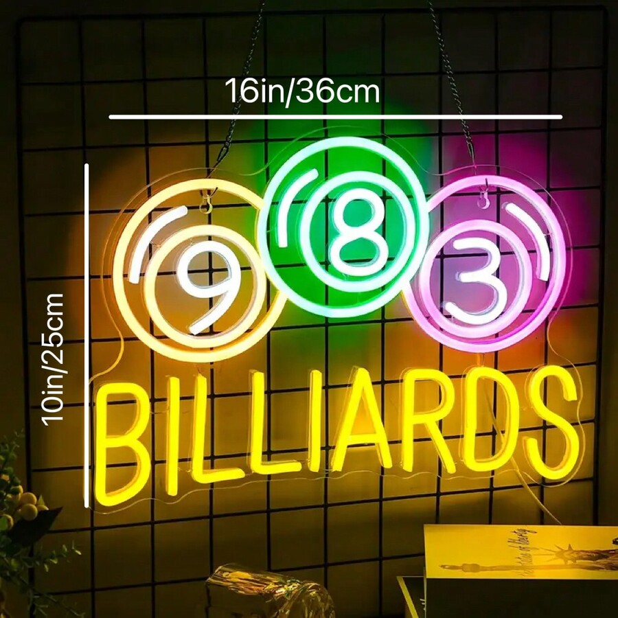 BILLIARDS Neon Signs That Can Be Hung On The Walls Of Clubs, Billiards ...