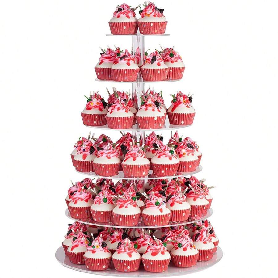 Large Cupcake Stand,6 Tier Cupcake Tower, Round Cupcake Holder For 80 ...