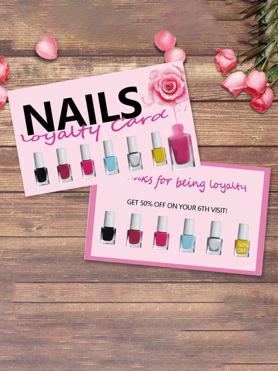 50pcs Pink Nail Salon Membership Cards, Beauty Salon Business Cards ...