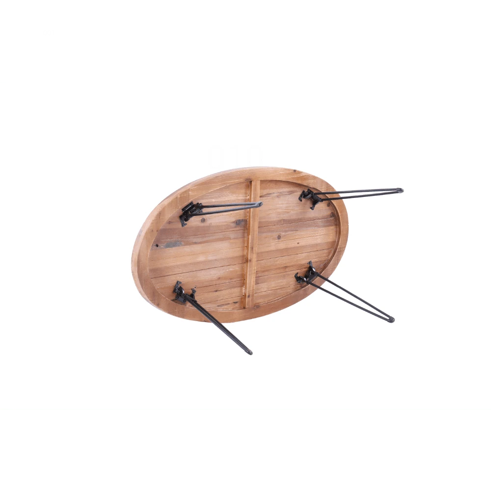 Oval Natural Reclaimed Wood Foldable Cocktail Table For Your Living ...