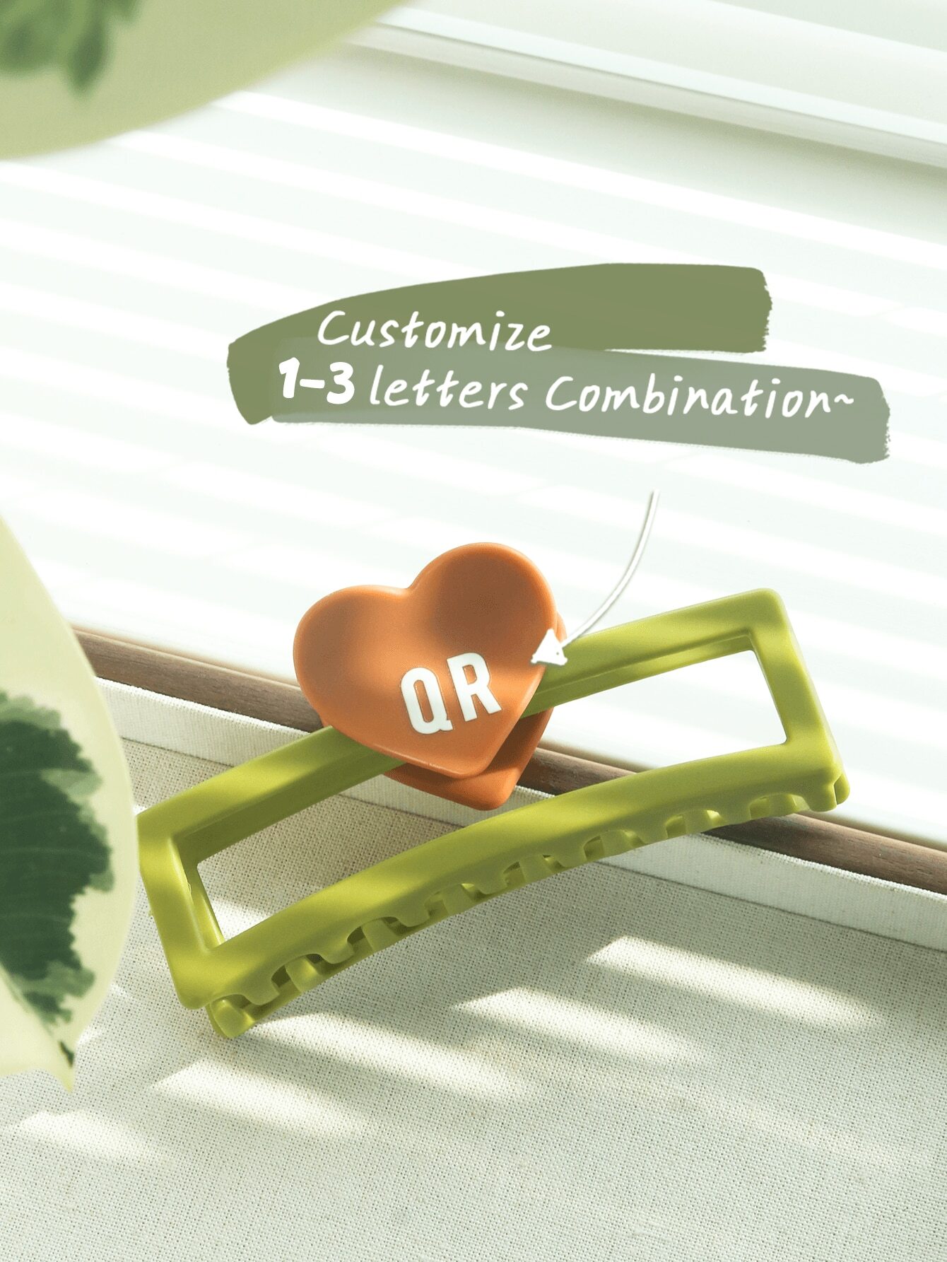 Personalized Customized 1-3 Initial Letters Rectangle Resin Hair Claw ...