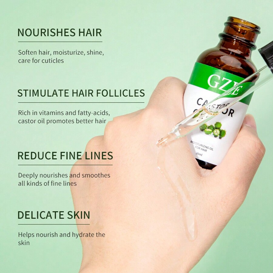 GZE Castor Oil With Brush Organic Cold Pressed Hexane Free Stimulate ...