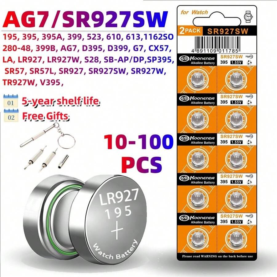 10-100 Unidades Baterias Alcalinas Botão AG7 395 LR927 395A L926F ...