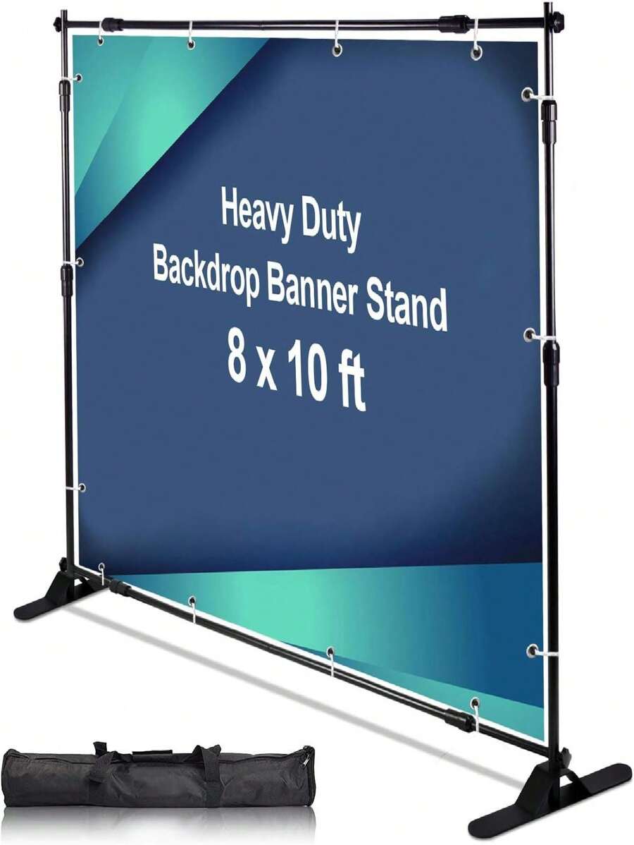 10 X 8 Ft Heavy Duty Backdrop Banner Stand Kit, Adjustable Photography ...
