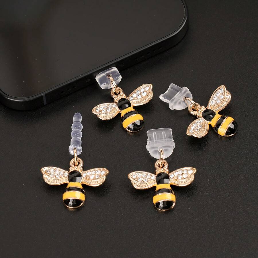 1pc Cartoon Rhinestone Bee Charm/Phone Charging Port Dust Plug ...