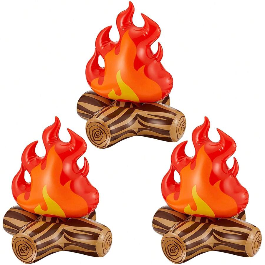 6 Pieces Inflatable Fake Campfire Camping Props Bonfire Party Decor ...