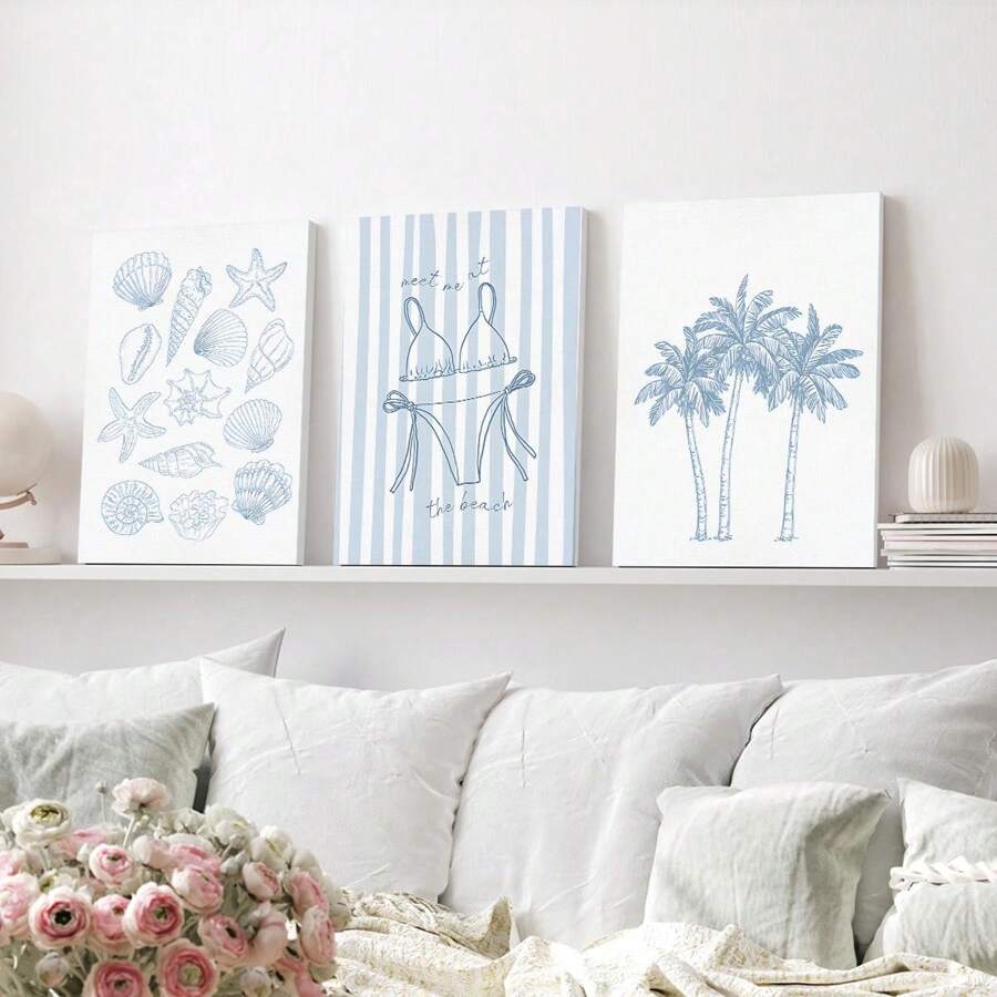 Coastal Wall Set 3 Pieces/Set, Coastal Aesthetics, Beach Printing ...