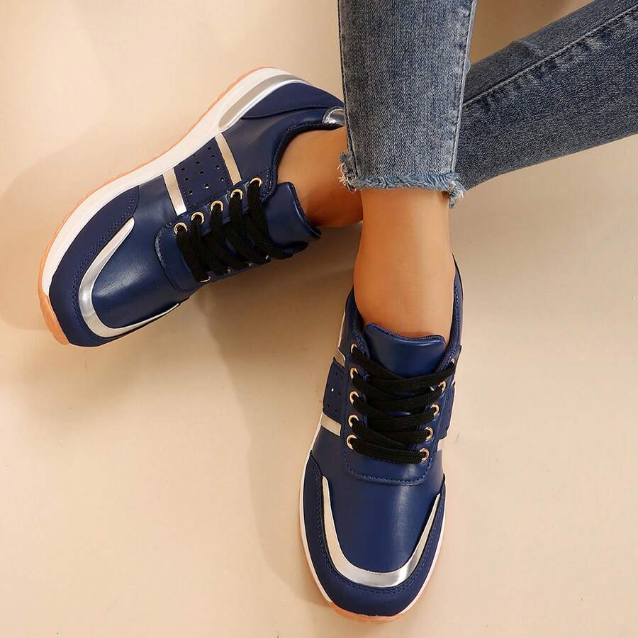 Women's Colorblocked Sneakers With Platform And Non-Slip Sole - Casual ...