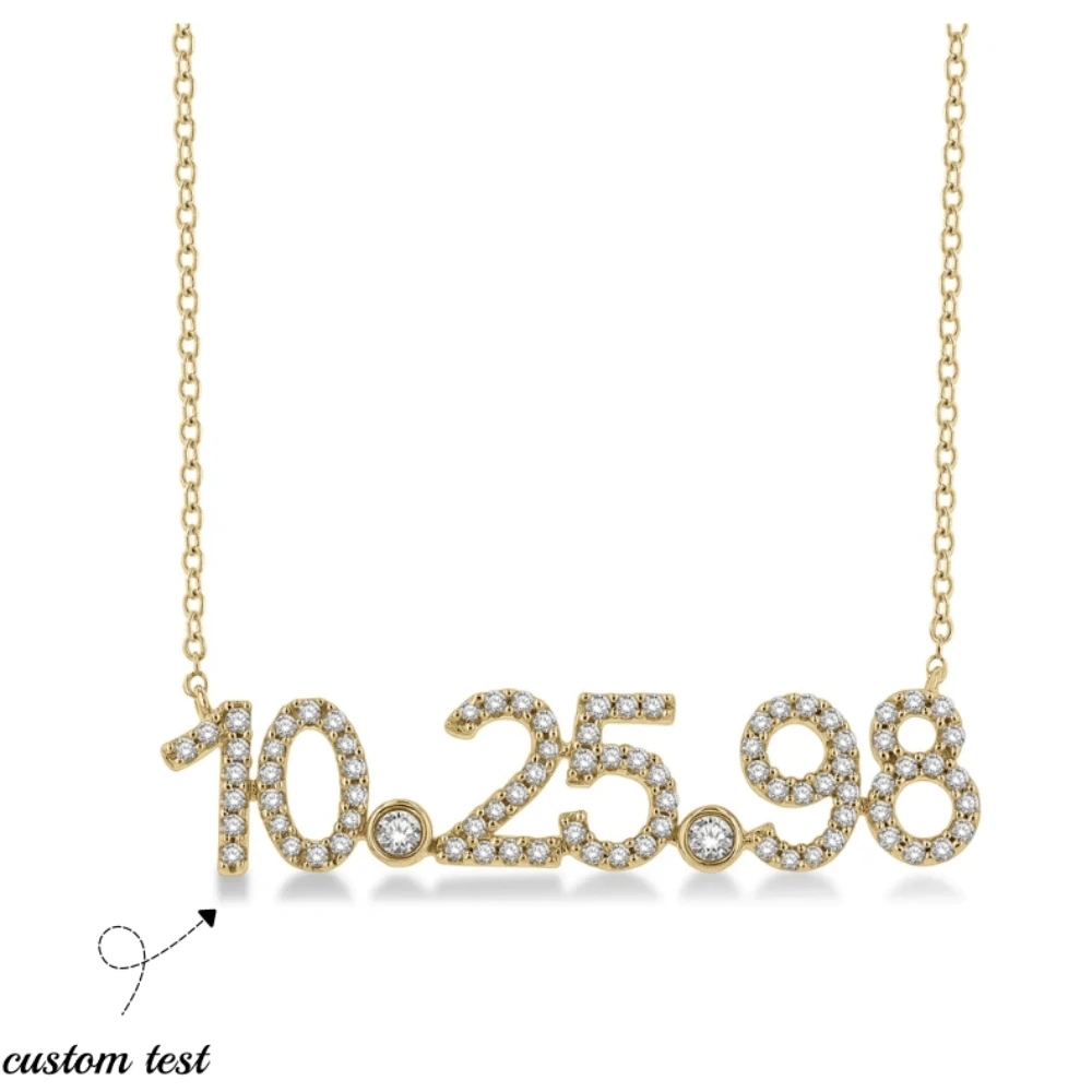 Custom Date Necklace, Personalized Anniversary Necklace Zirconia Letter ...