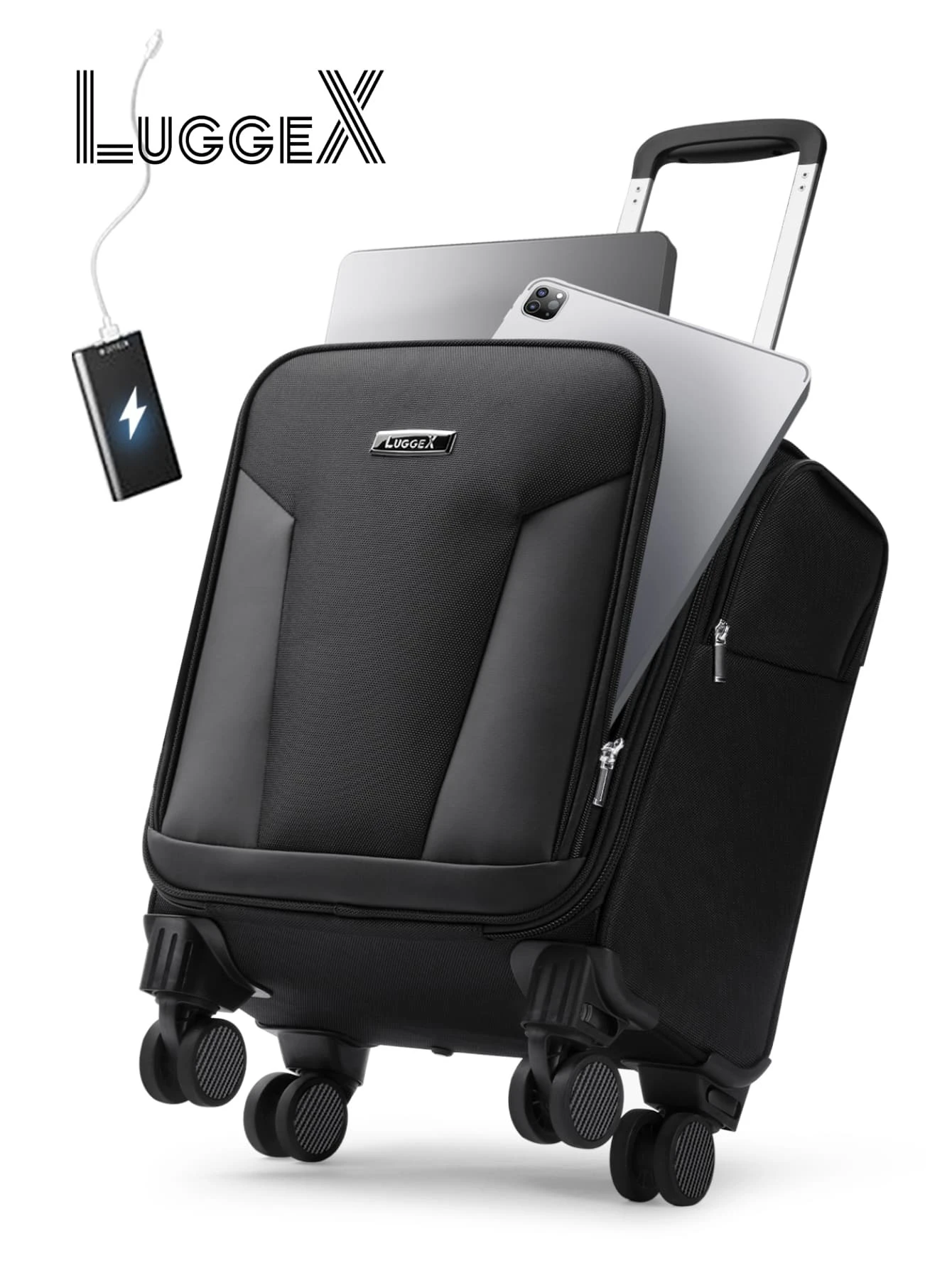 LUGGEX LUGGEX Underseat Carry On Luggage With Removable Wheels - Soft ...