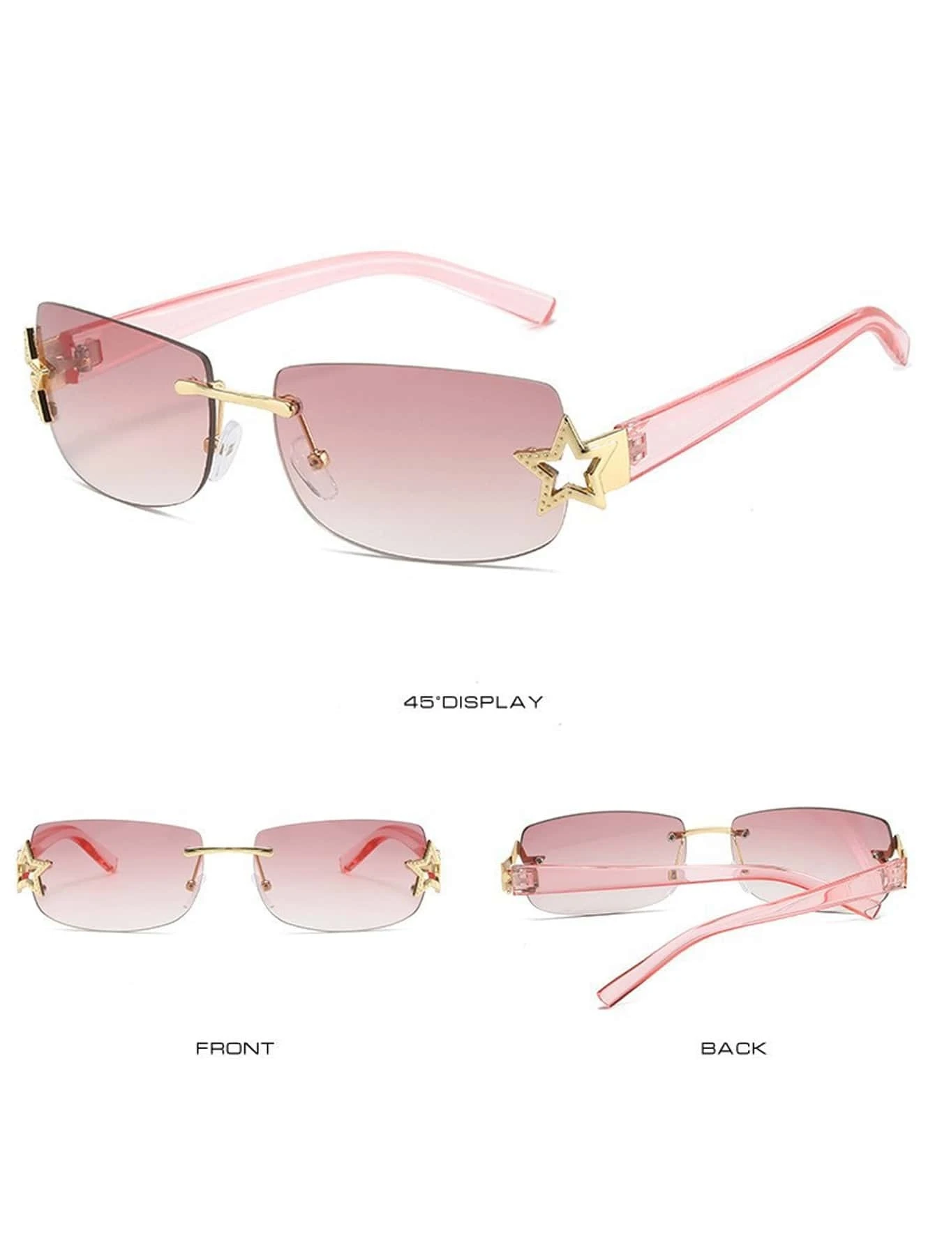 Fashion Y2K Glasses Vintage Rimless Rectangular Glasses Fashion Sports ...