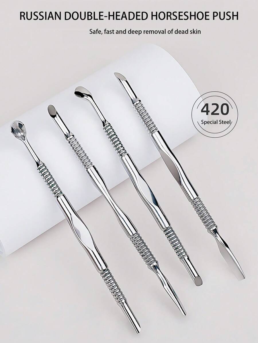 FERYES Cuticle Pusher With Fork, 2-In-1 Cuticle Trimmer Nail Care Tool ...