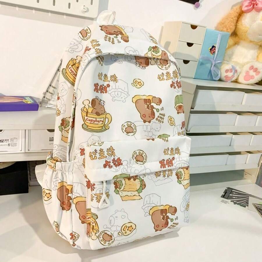 1 Pc Kawaii Cartoon Capybara Backpack Funny Large Capacity Capybara ...