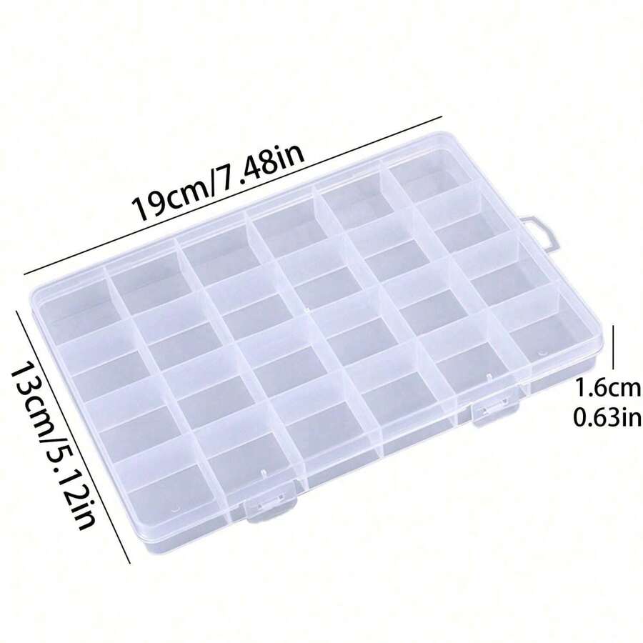 24 Grids Adjustable Plastic Jewelry Storage Box, Transparent Bead ... 24 Grids Adjustable Plastic Jewelry Storage Box, Transparent Bead ...