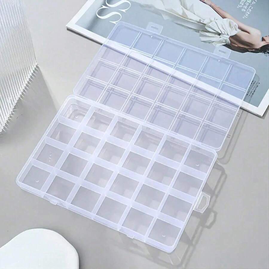 24 Grids Adjustable Plastic Jewelry Storage Box, Transparent Bead ... 24 Grids Adjustable Plastic Jewelry Storage Box, Transparent Bead ...