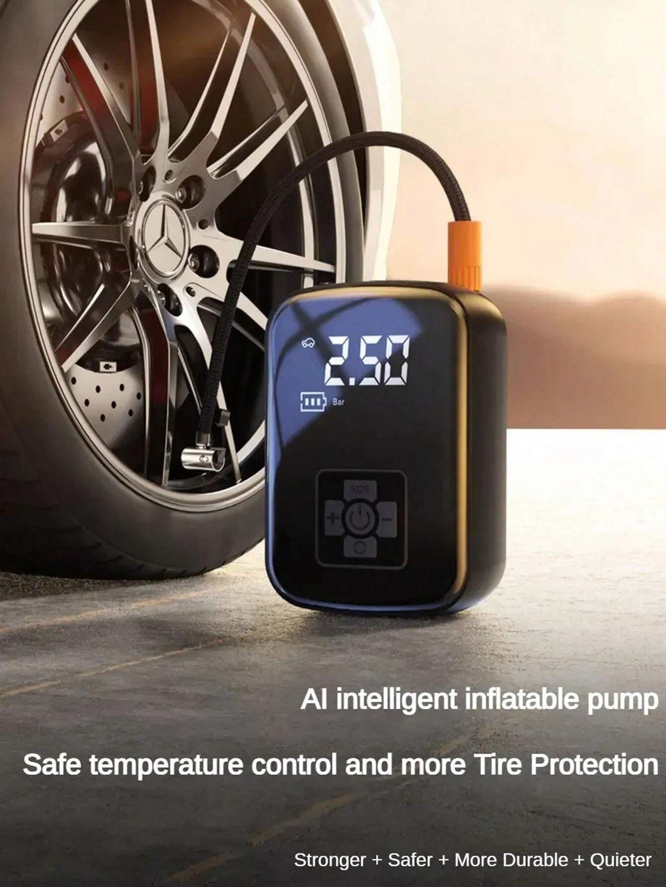 Portable Car Air Pump Wireless Intelligent Digital Display Tire Gases ...