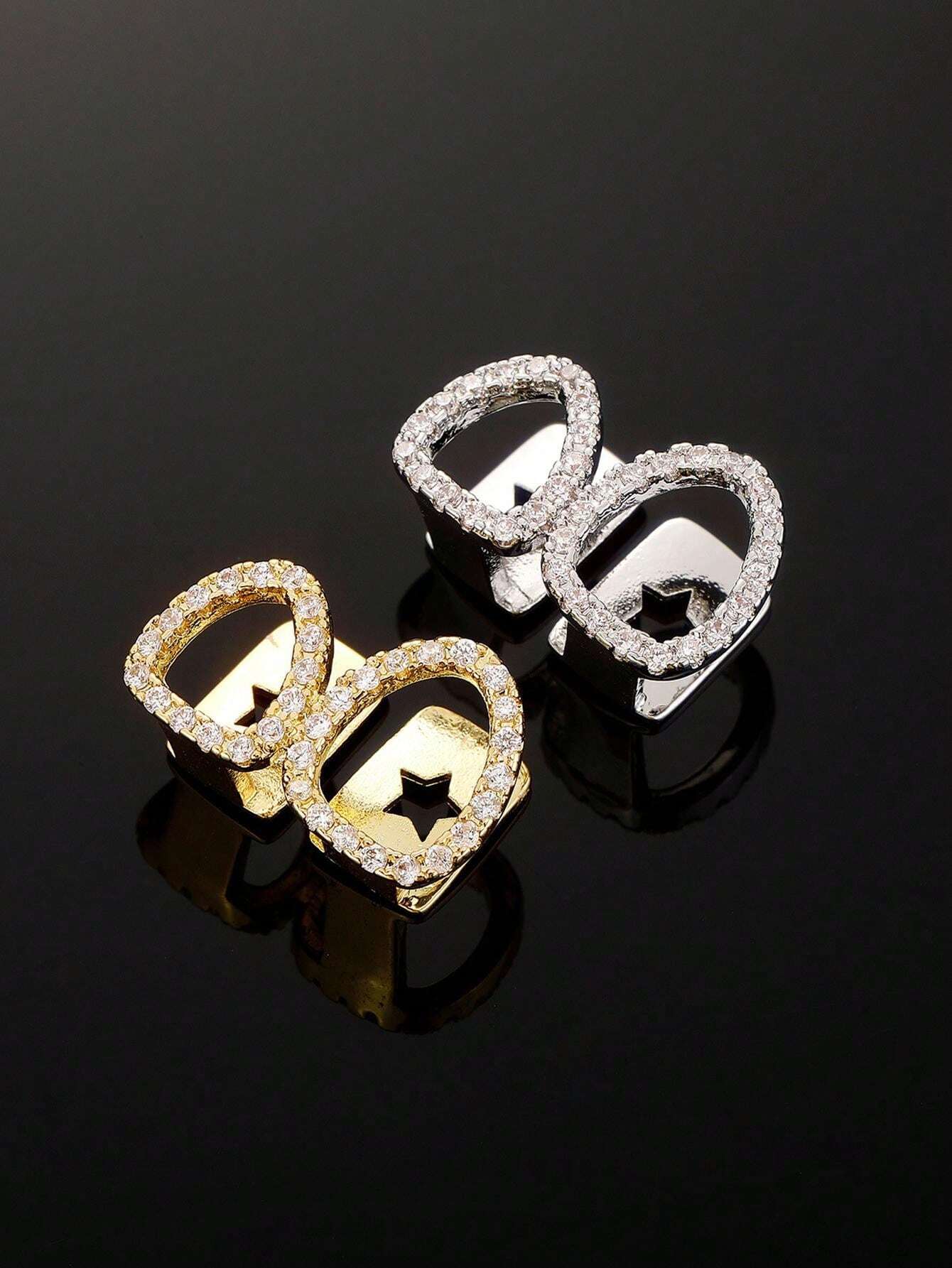 Hip Hop Teeth Grillz Men Women Iced Out Double Tooth Grillz Cap Dental ...