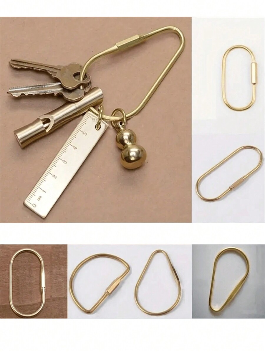 Brass Keychain With Lock D Key Chain For Men Women Golden Color Camping ...