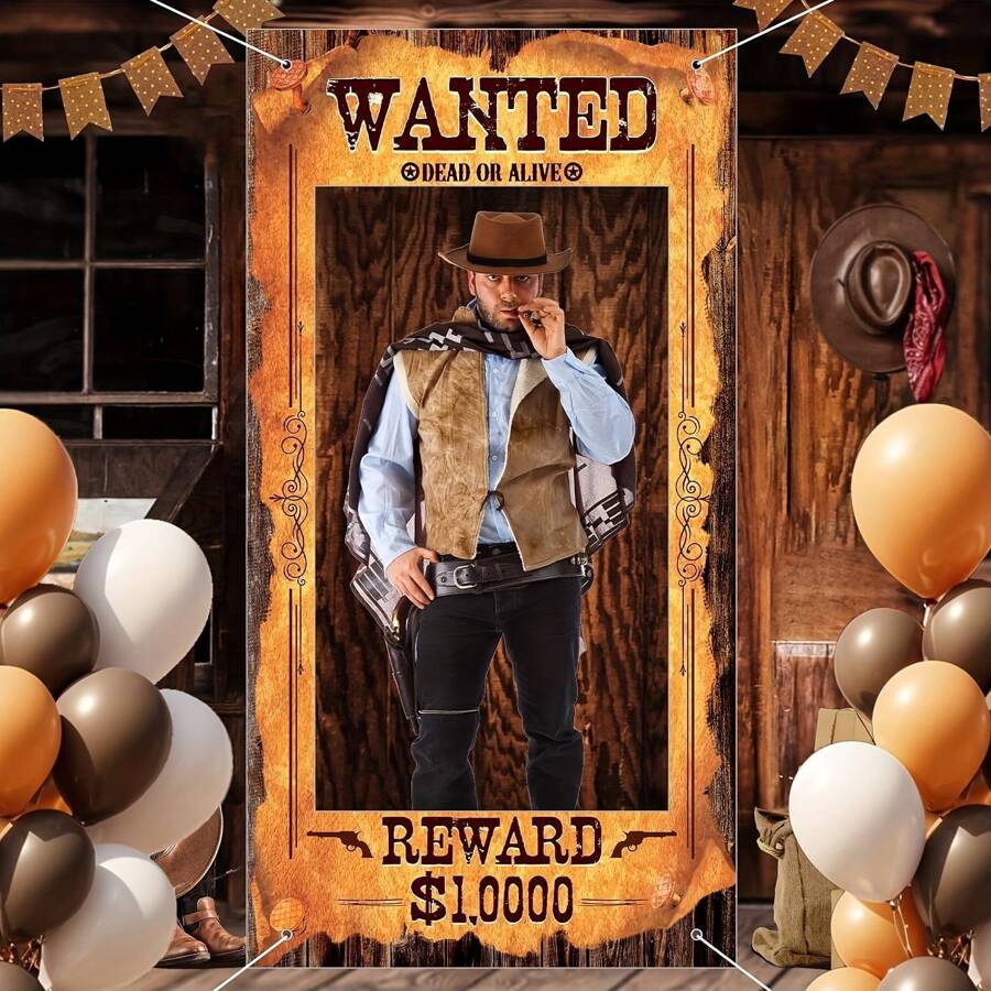 Wild West Cowboy Photo Booth Backdrop Curtain Door Banner Party Wild ...