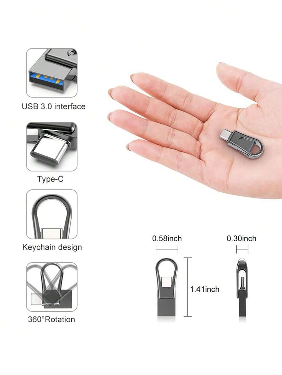 USB C Flash Drive, 2-In-1 OTG USB 3.0 Thumb Drive, Dual USB Memory ...