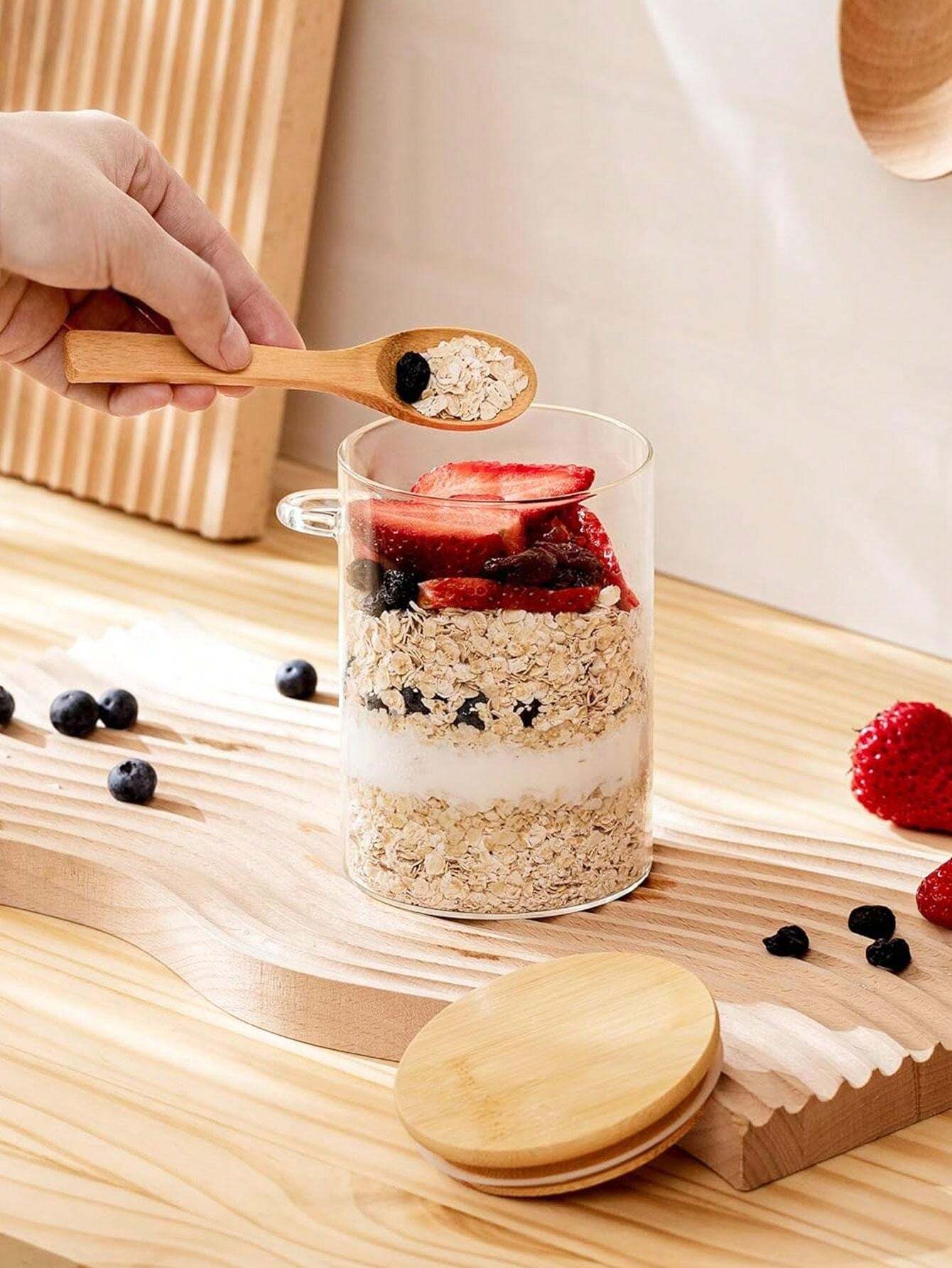 1pc/2pcs/4pcs 550ml 18.59oz Glass Jars,Overnight Oats Containers With ...