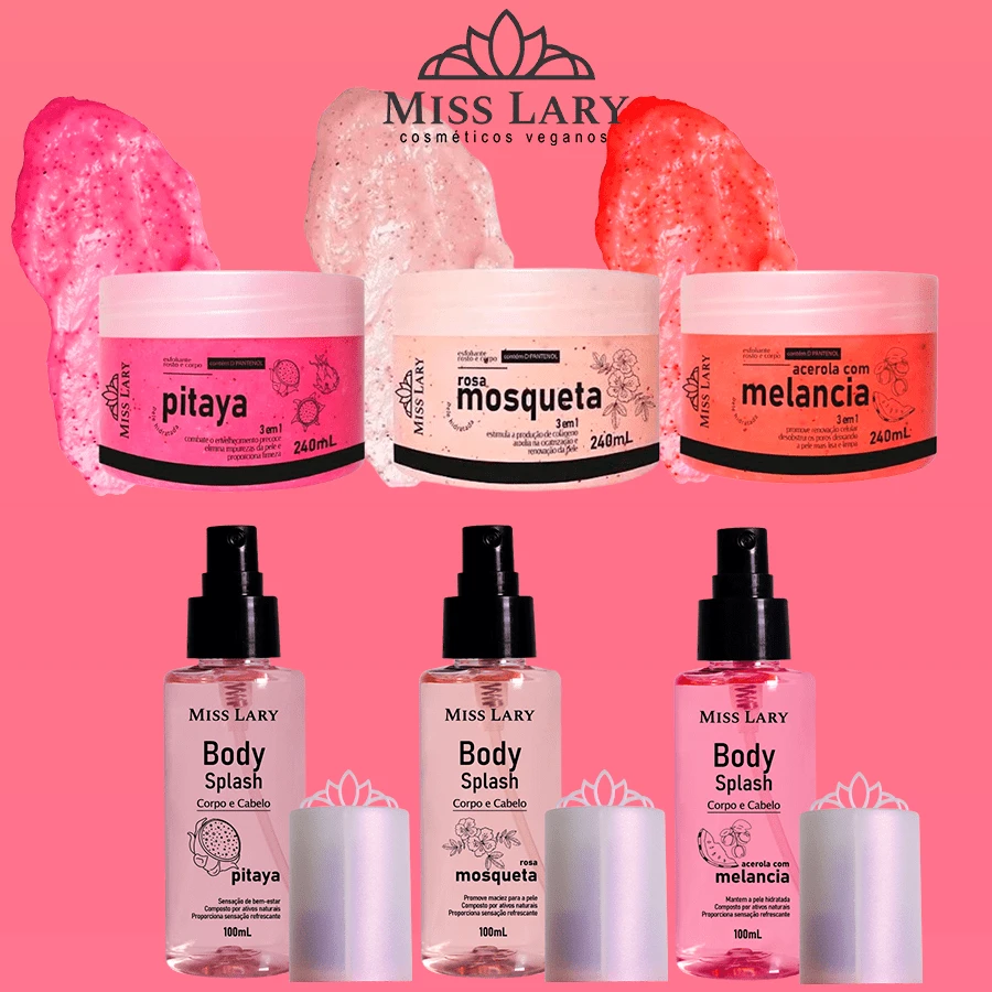 Kit de Creme Esfoliante Corporal e Body Splash para Corpo e Cabelos - Miss Lary | SHEIN Brasil