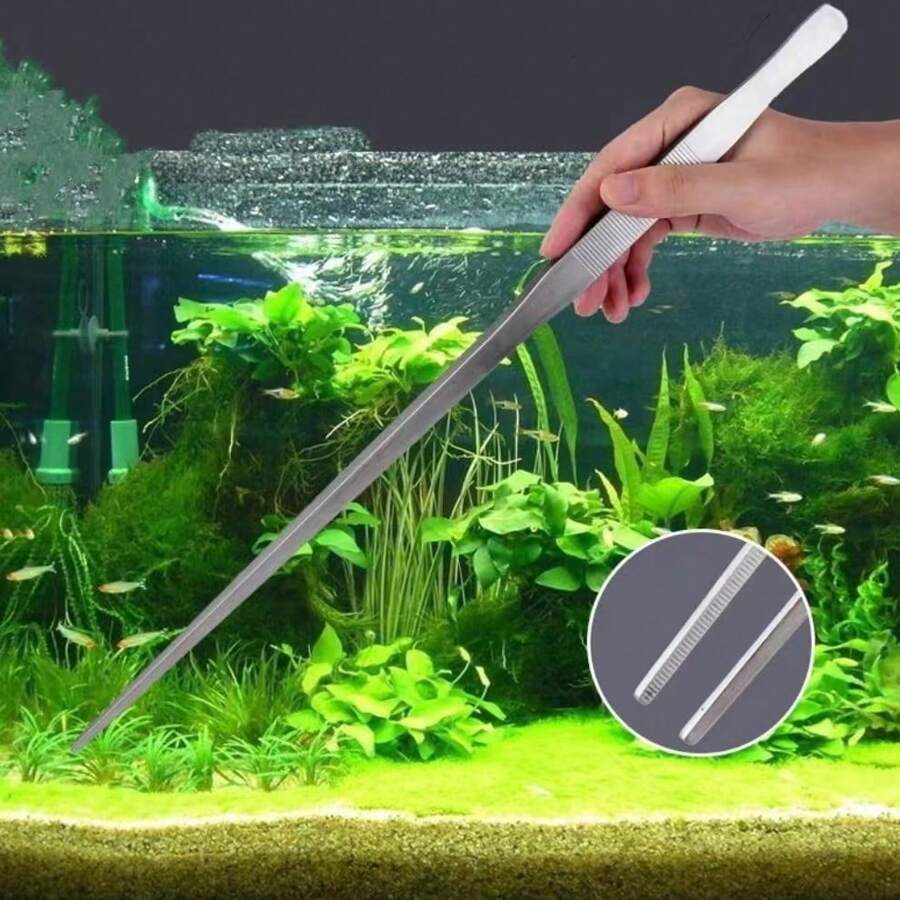 38/48cm Stainless Steel Tweezers Fish Tank Aquatic Plants Aqaurium Tool ...