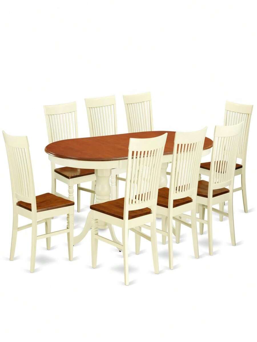 East West Furniture PLWE9-BMK-W Dining Set With A Kitchen Table & 8 ...