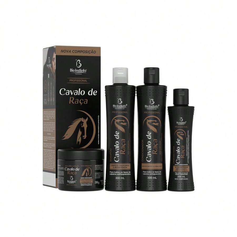 Kit Capilar Cavalo de Raça - Shampoo, Condicionador, e Máscara Capilar ...