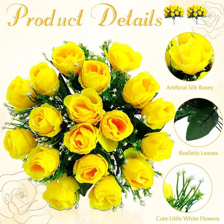 Artificial Silk Roses Bouquet, Plastic Flowers For Cemetery Offerings ...