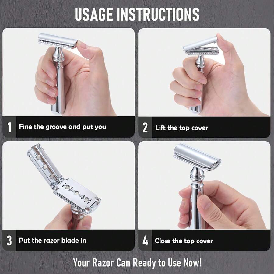 New Adjustable Safety Razor Mens Folding Shaving Double Edge Classic ...